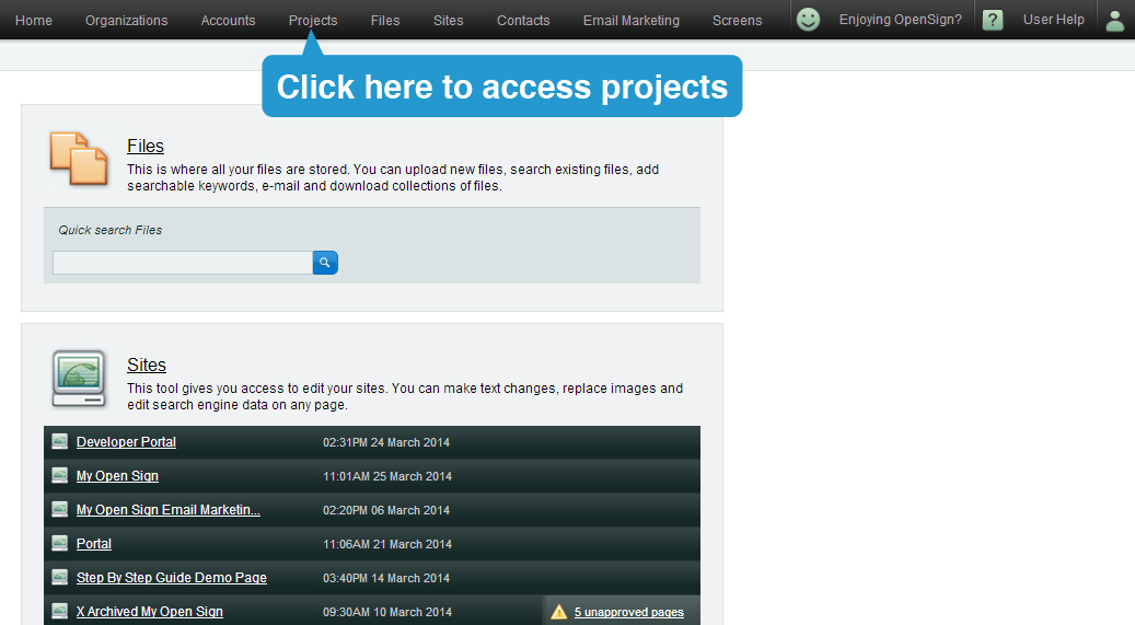 How do I access projects? – Screener Support